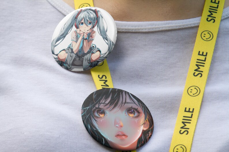 Anime Button Art Bundle – 60 Printable Manga Images Digital Download ...