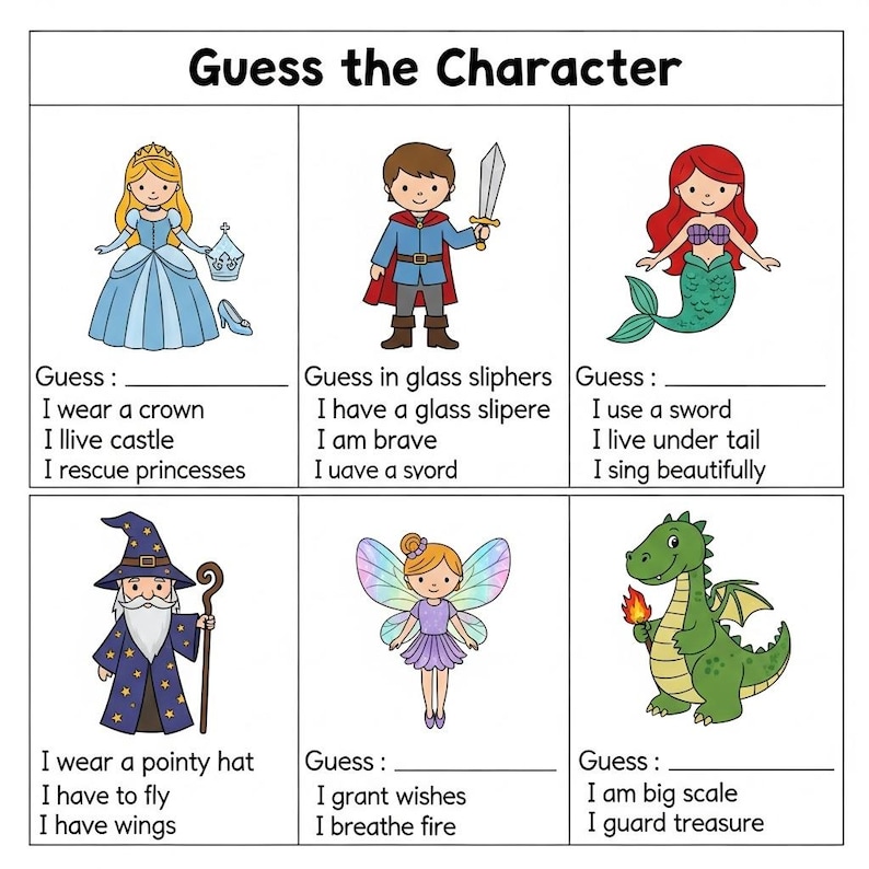 Guess the Character Game | Printable Fairy Tale Kids Activity ...