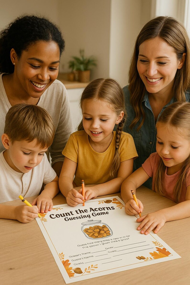 Count the Acorns Guessing Game – Fall Party Printable, Thanksgiving ...