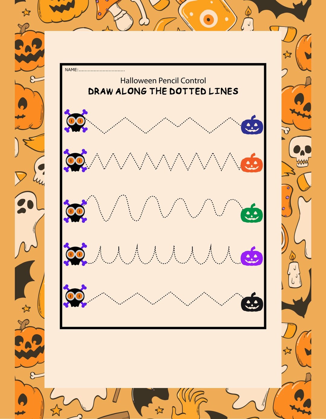 Halloween Tracing Worksheets Printable – Fine Motor Skills Practice for ...