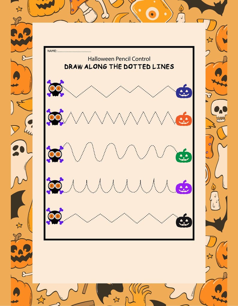 Halloween Tracing Worksheets Printable – Fine Motor Skills Practice for ...