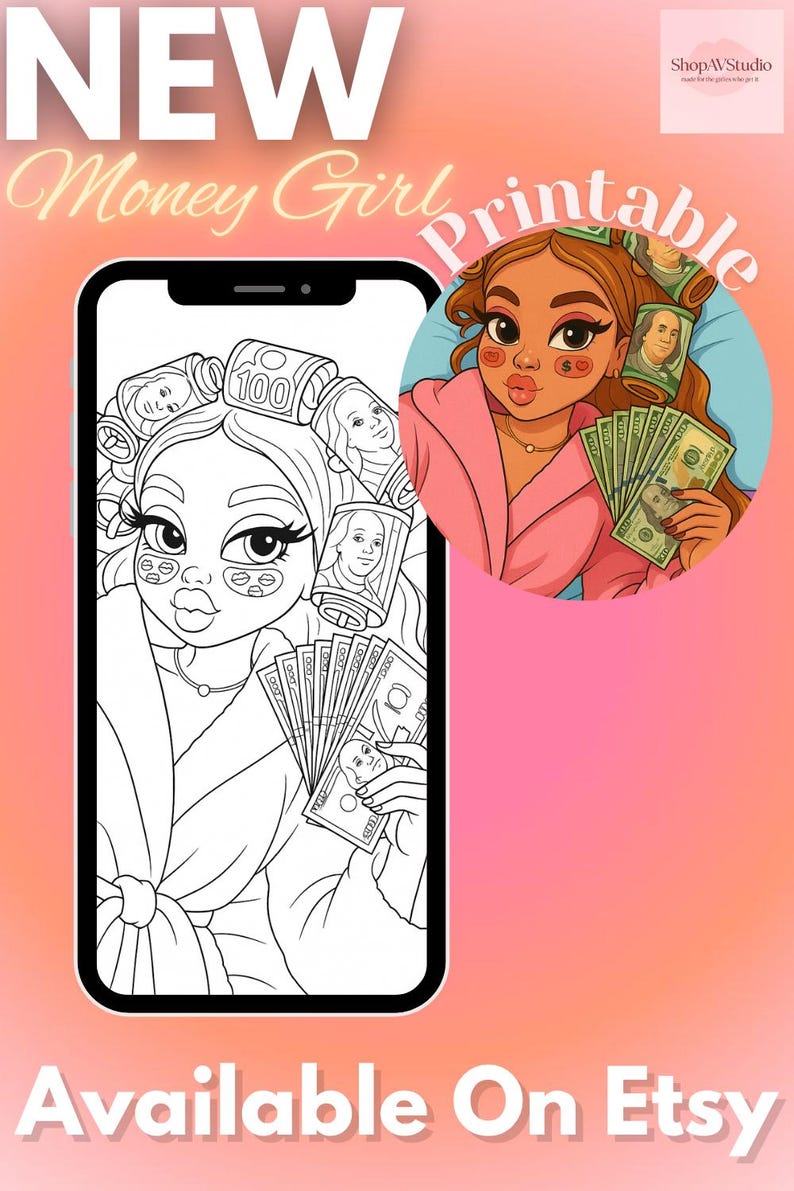 Baddie Coloring Page Printable | Luxe Girl Art - Etsy