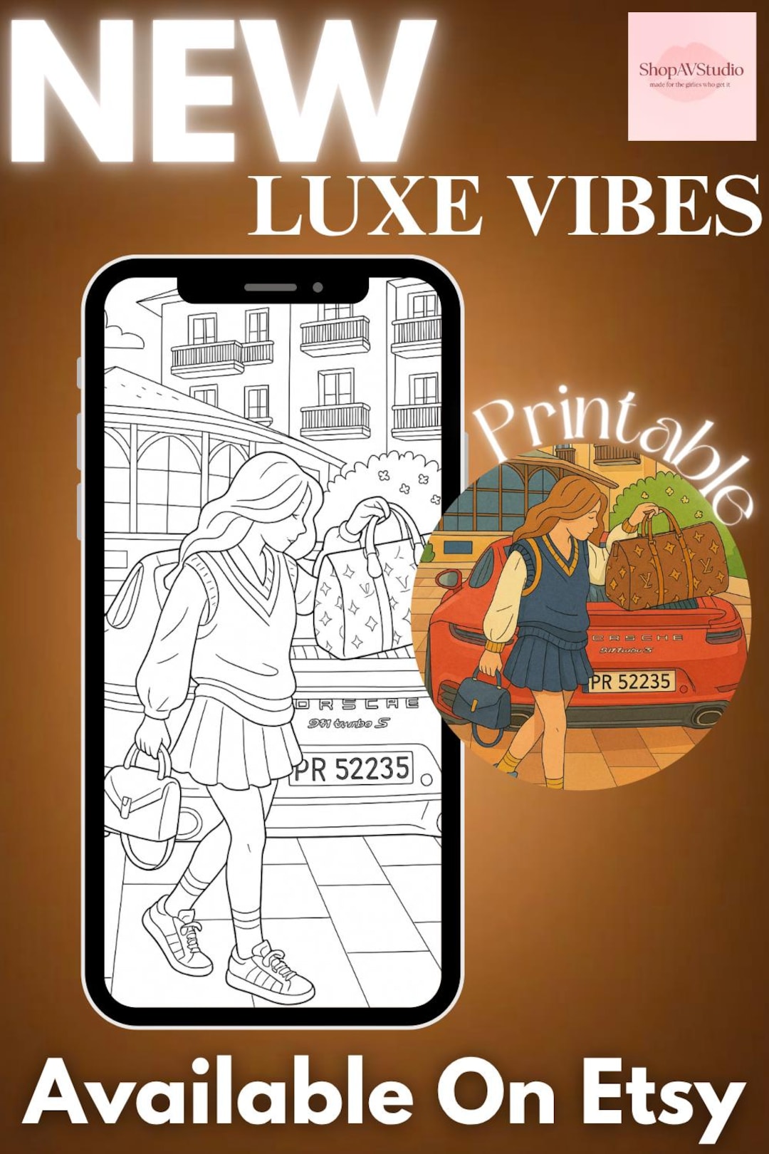 Luxury Girl Coloring Page - Boujee Aesthetic Printable - Etsy