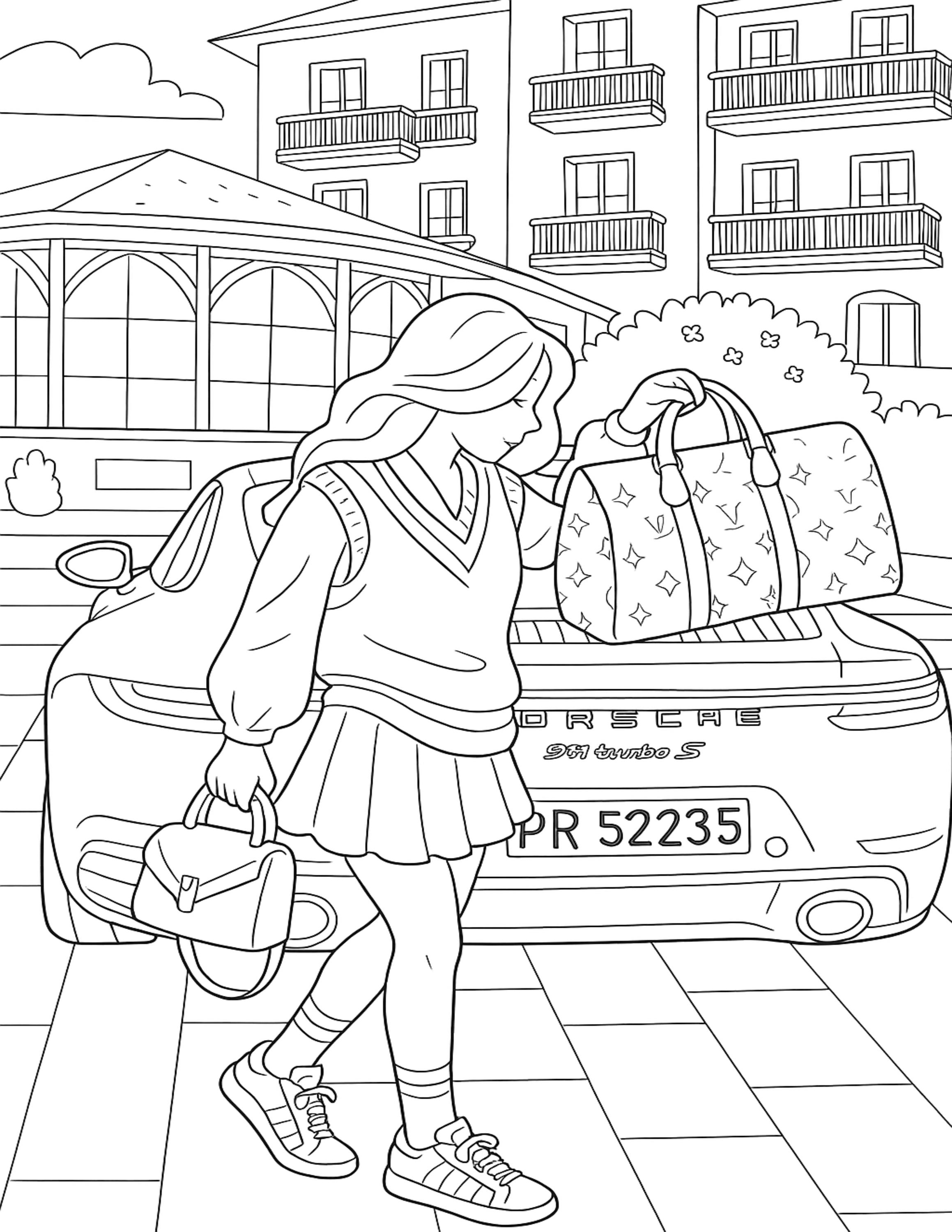 Luxury Girl Coloring Page - Boujee Aesthetic Printable - Etsy