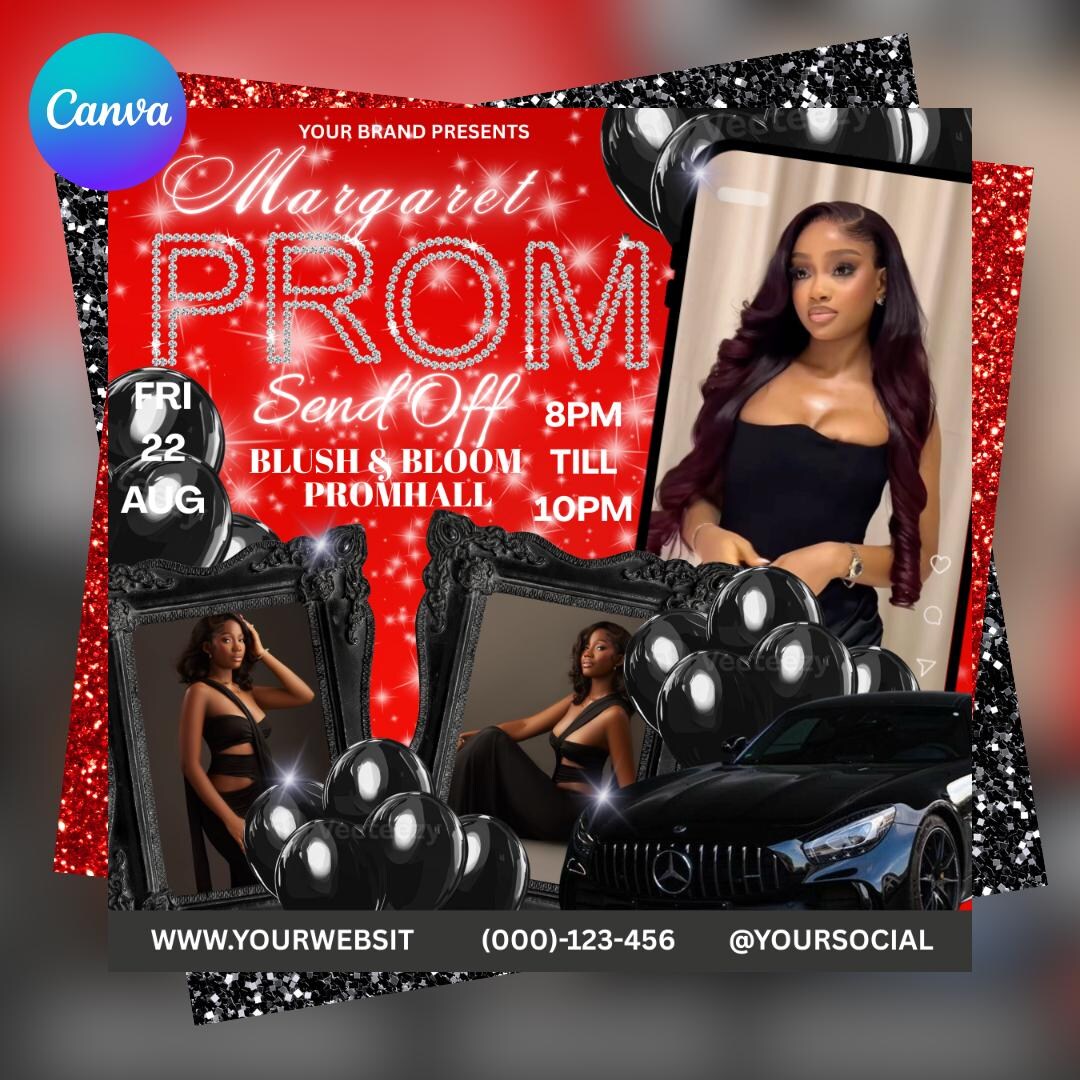 Prom Send off Flyer, DIY Prom Flyer, Prom Canva Template, Prom Send Off, Prom Send off Event ...