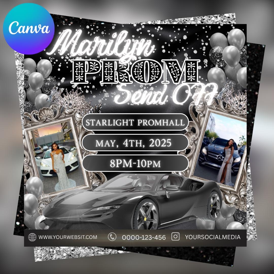 Prom Send off Flyer, DIY Prom Flyer, Prom Canva Template, Prom Send Off ...