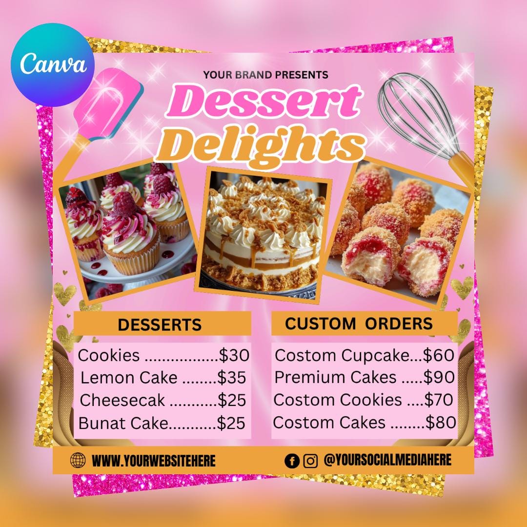 Bakery Flyer, Sweet Treats Flyer, Bake Sale Flyer, Dessert Flyer, Bake ...