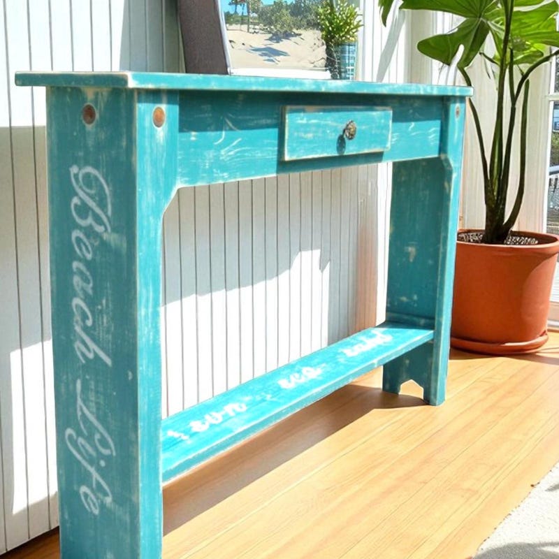 Blue Console Beach Table - Etsy