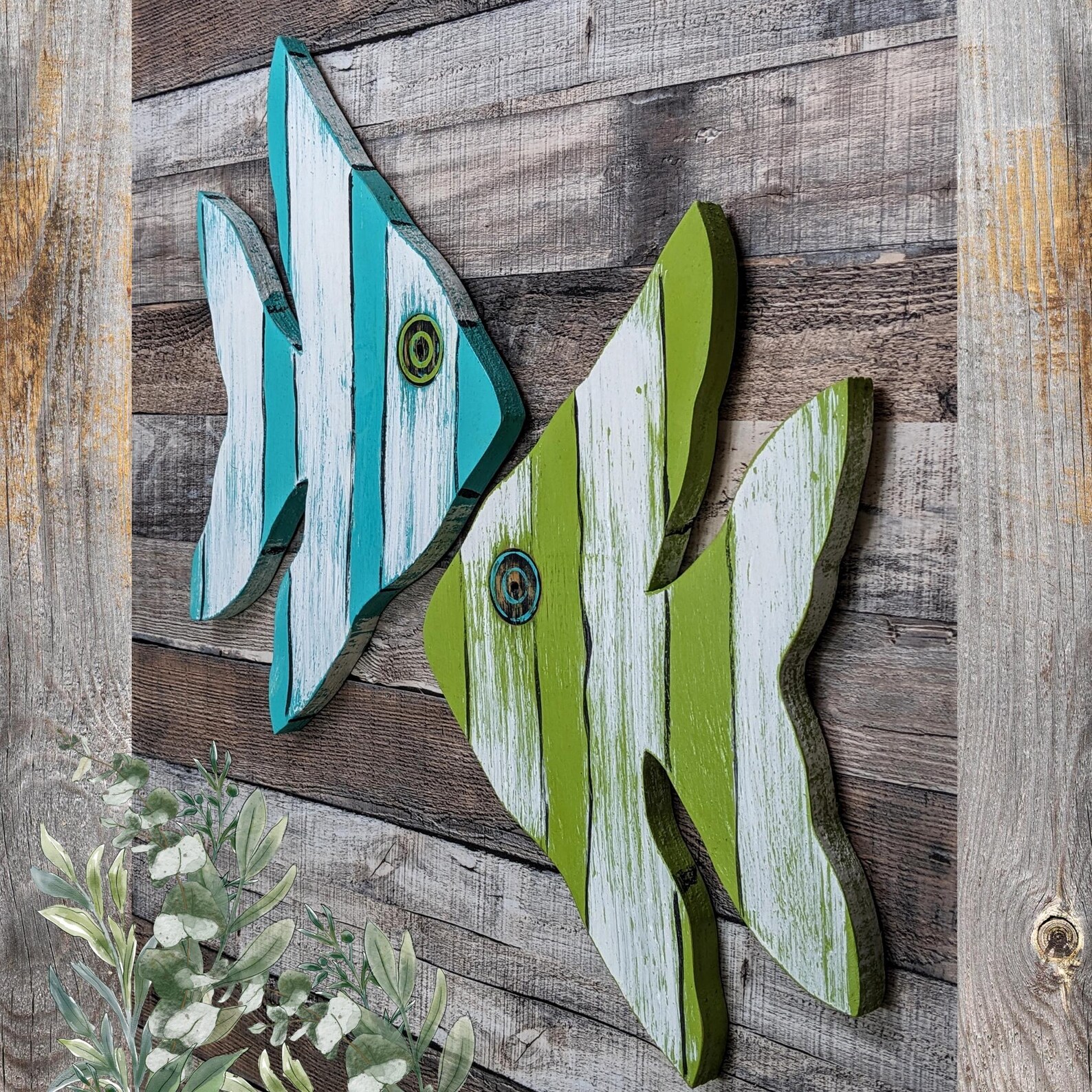 Wooden Angelfish Wall Hanging Ocean Inspired Home Decor Coastal Art for ...