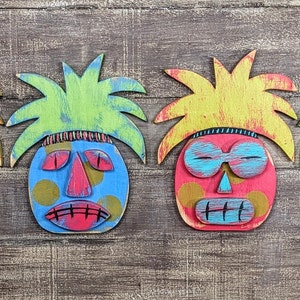 Sun Worshipper Pineapple Tiki Mask Whimsical Game Room Bar Sign ...