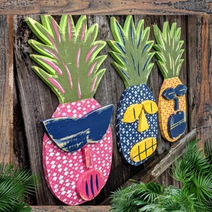 Bright Bold Pineapple Tiki Wall Decor Colorful Tiki Bar Signs Beach ...