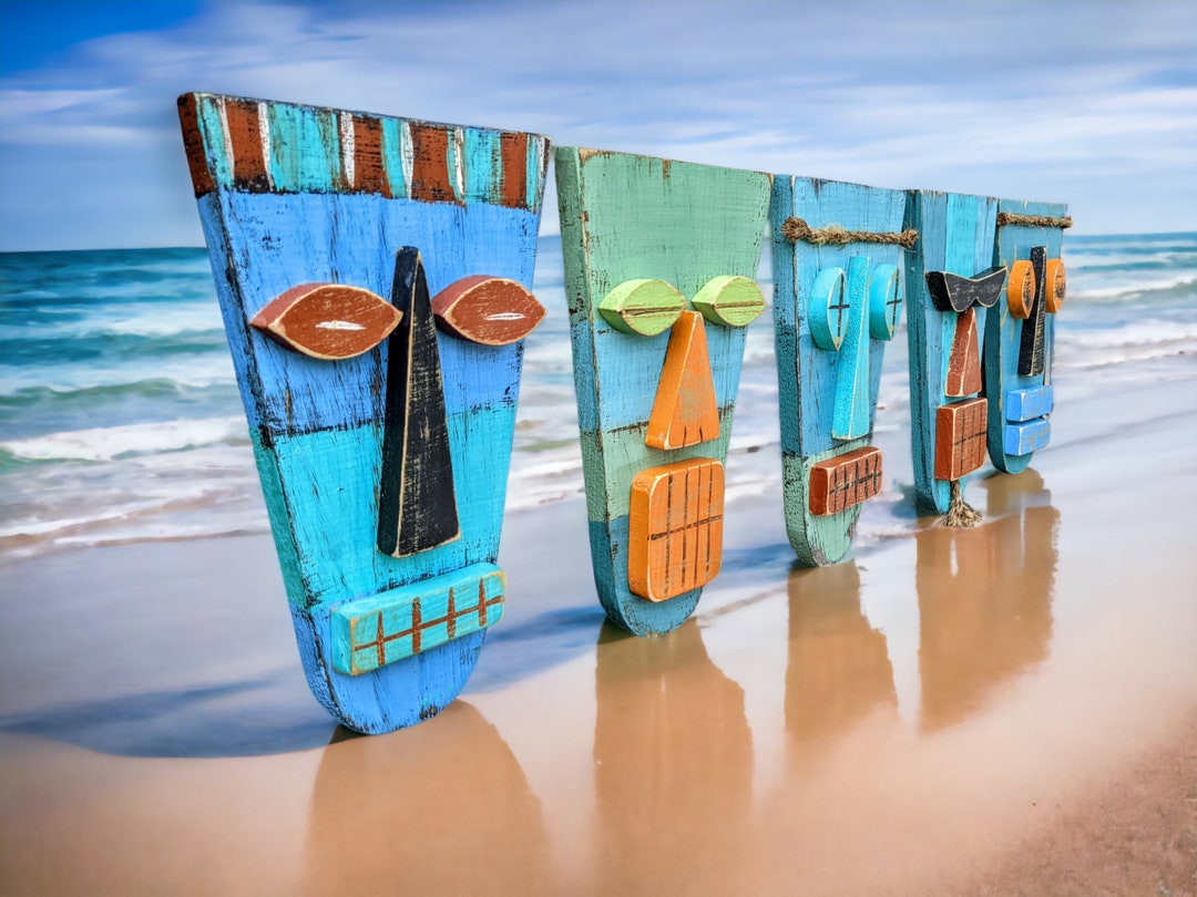 Five Piece Tiki Set, Tiki Bar Signs, Wall Art, Hawaiian Tiki, Tiki Art ...