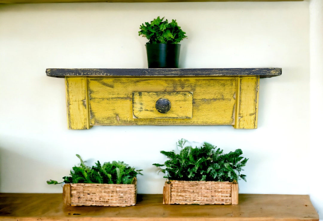 Primitive Country Farmhouse Shelf, Vintage Style Handcrafted Wooden ...