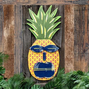 Bright Bold Pineapple Tiki Wall Decor Colorful Tiki Bar Signs Beach ...