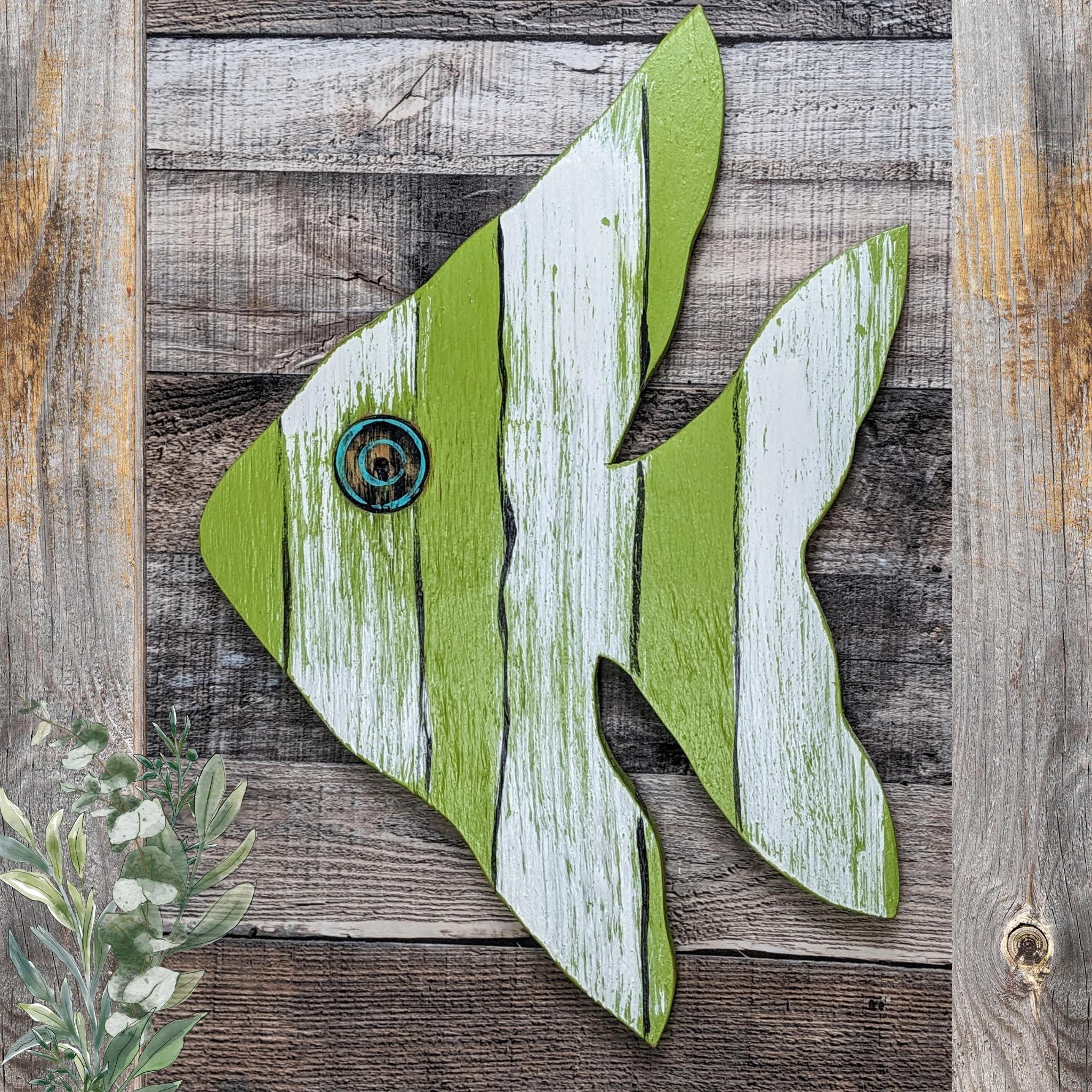 Wooden Angelfish Wall Hanging Ocean Inspired Home Decor Coastal Art for ...