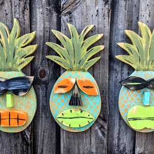 Bright Pineapple Décor, 3 Piece Colorful Tiki Bar Signs, Pineapple ...