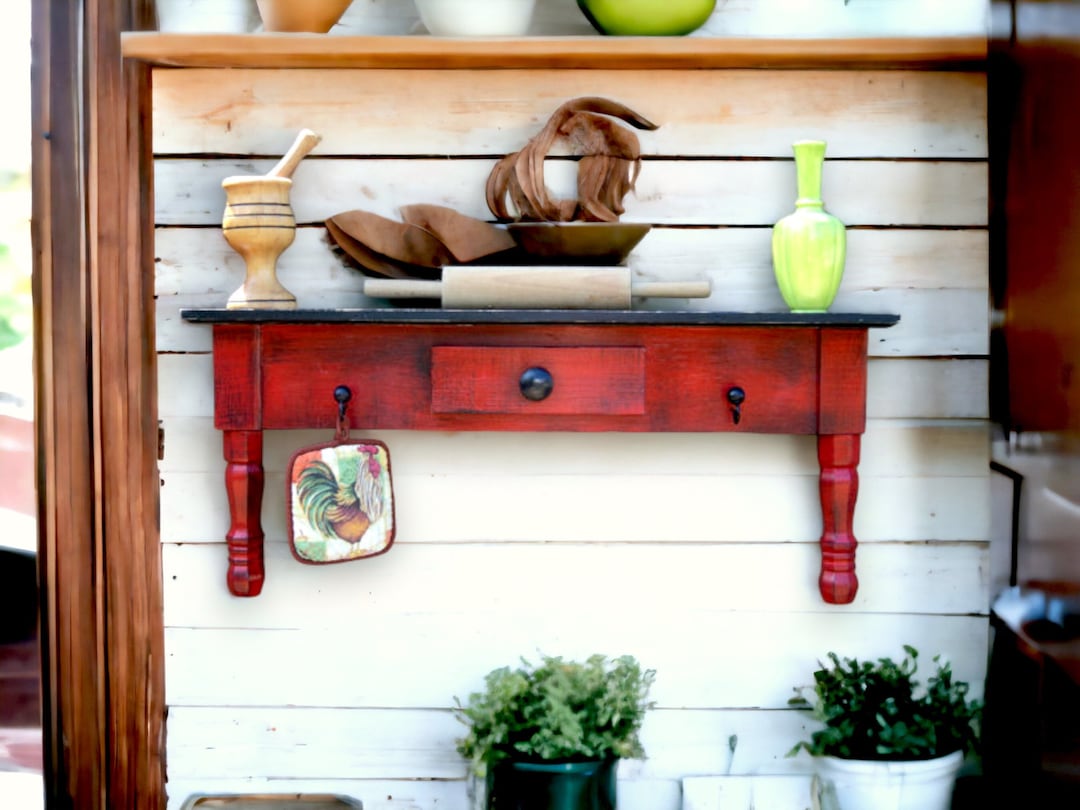 Farmhouse Elegance Rustic Wooden Shelf With Vintage Style, Cozy Cabin ...