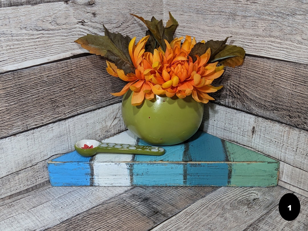 Reversible Wood Corner Risers, Beachy Country or Retro Stripes, Kitchen ...