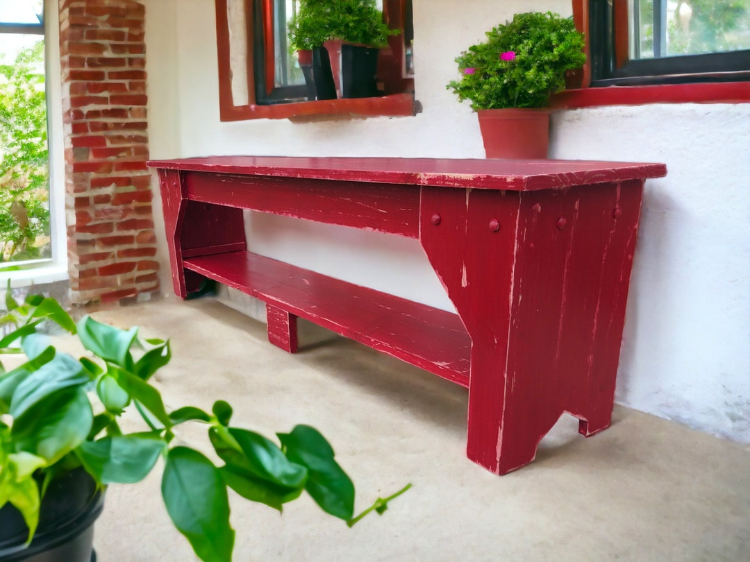 Rustic Red Indoor Farmhouse Bench, Mudroom Furniture, Kitchen Seating ...