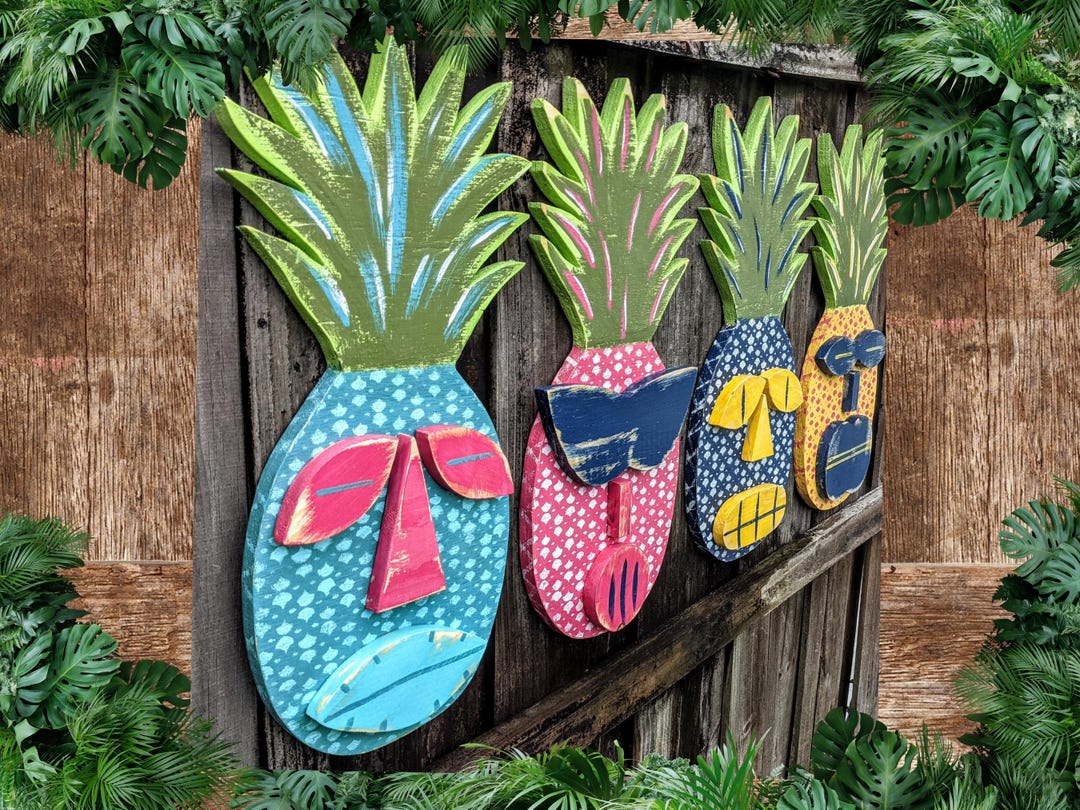 Colorful Pineapple Bar Sign Coastal Living Gift Idea Whimsical Island ...