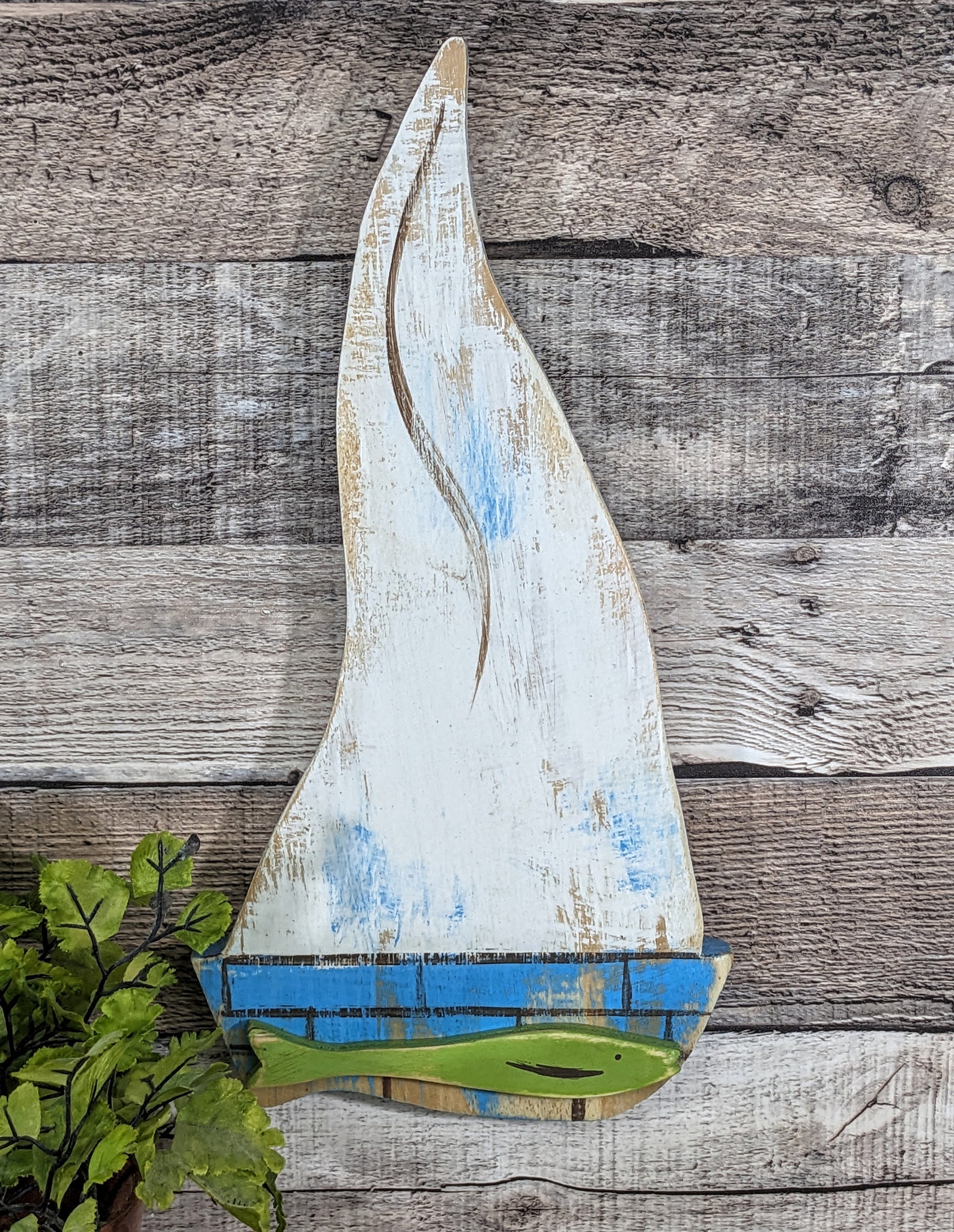 Nautical Nursery Sailboat Ocean Themed Whimsical Swimming Fish Decor ...