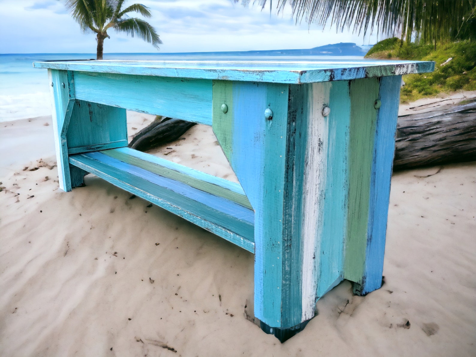 Beach House Style Indoor Coastal Bench Farmhouse Kitchen Seating ...