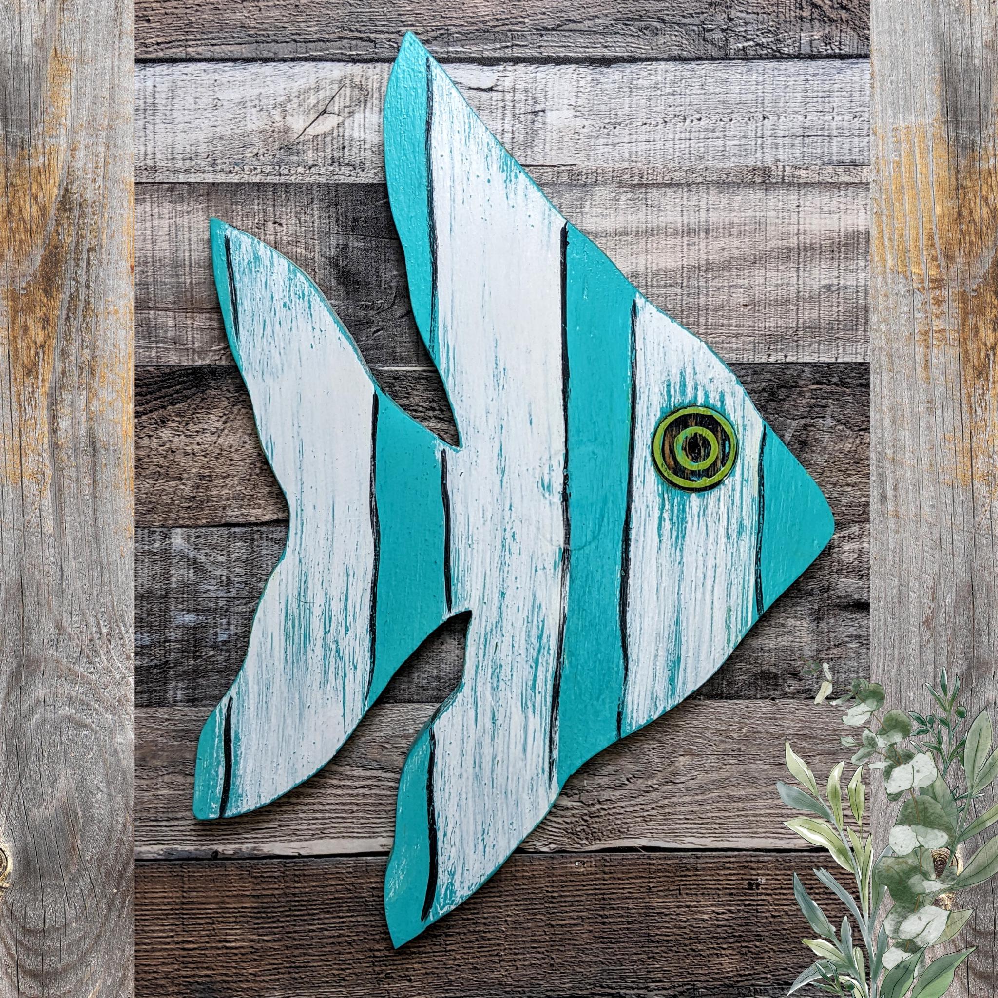 Wooden Angelfish Wall Hanging Ocean Inspired Home Decor Coastal Art for ...