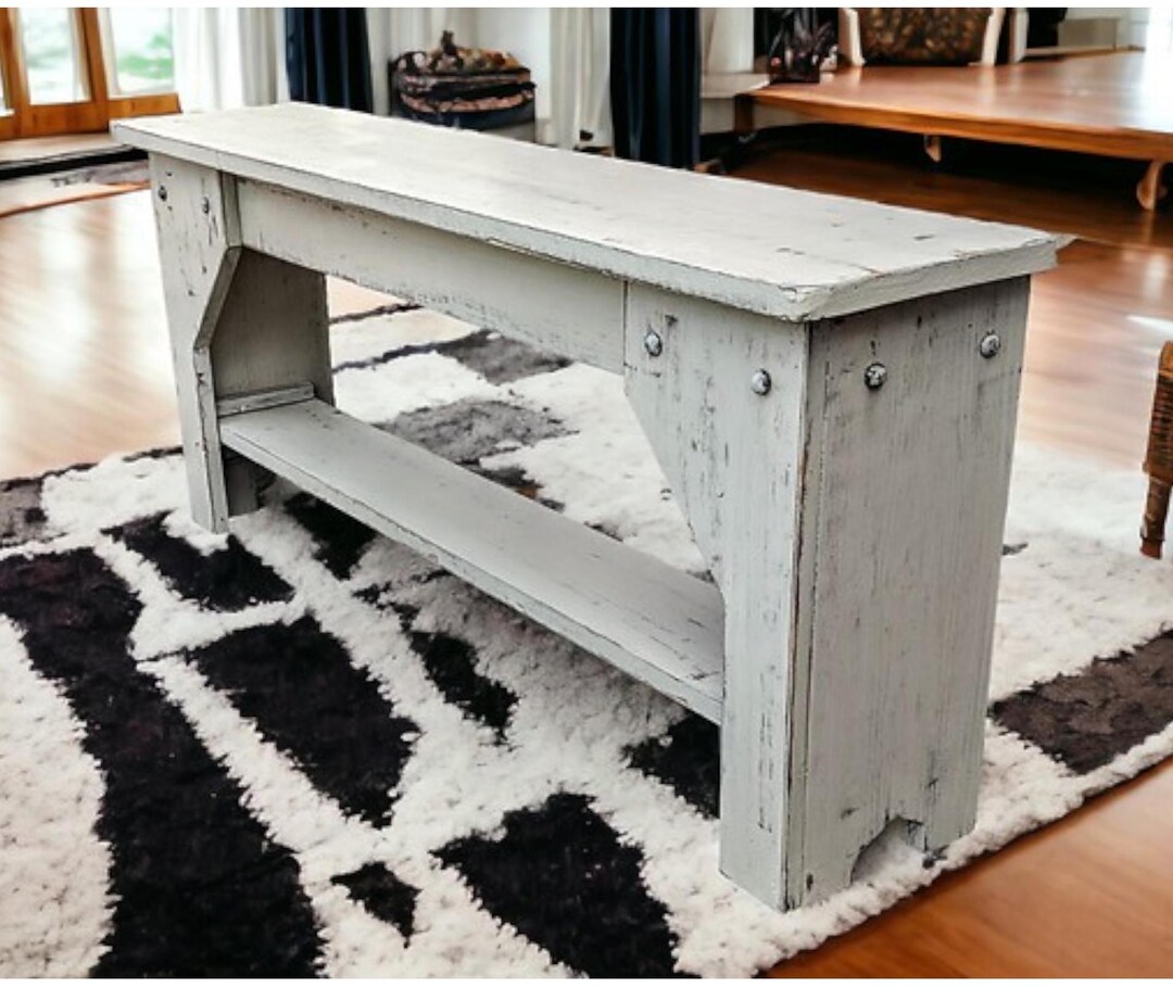 Narrow Wooden Indoor Bench Rustic Country Kitchen Seating Skinny Entry ...