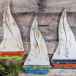 Wooden Sailboat Rustic Weathered Style Wall Hanging Sheet Happens ...
