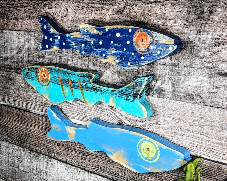 Tropical Blues Focused Nautical Nursery Whimsical School of Fish Minnow ...