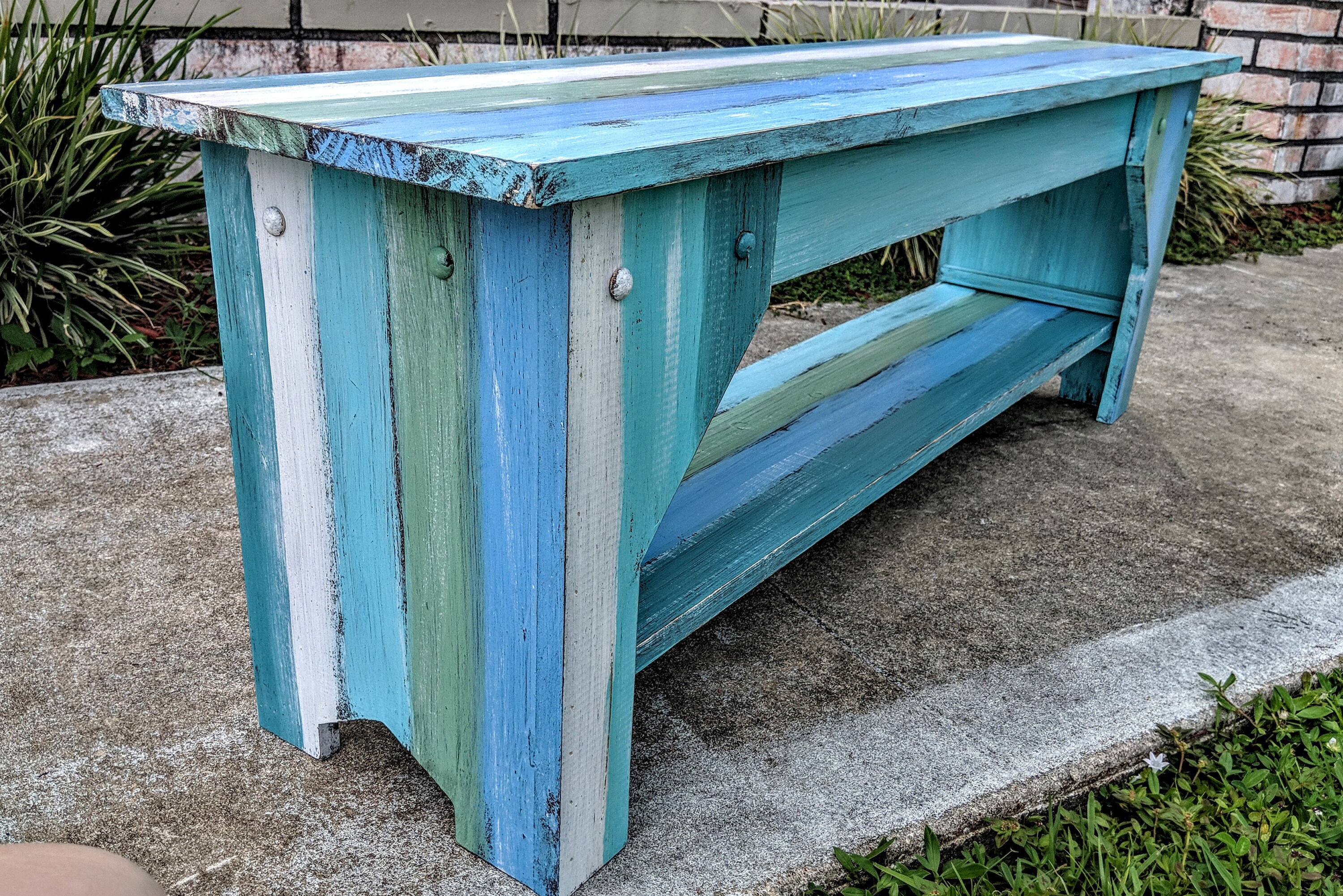 Beach House Style Indoor Coastal Bench Farmhouse Kitchen Seating ...