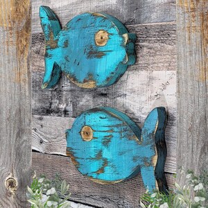 Weathered Style Bubble Fish Wall Decor Beach Lover Gift Idea for Ocean ...