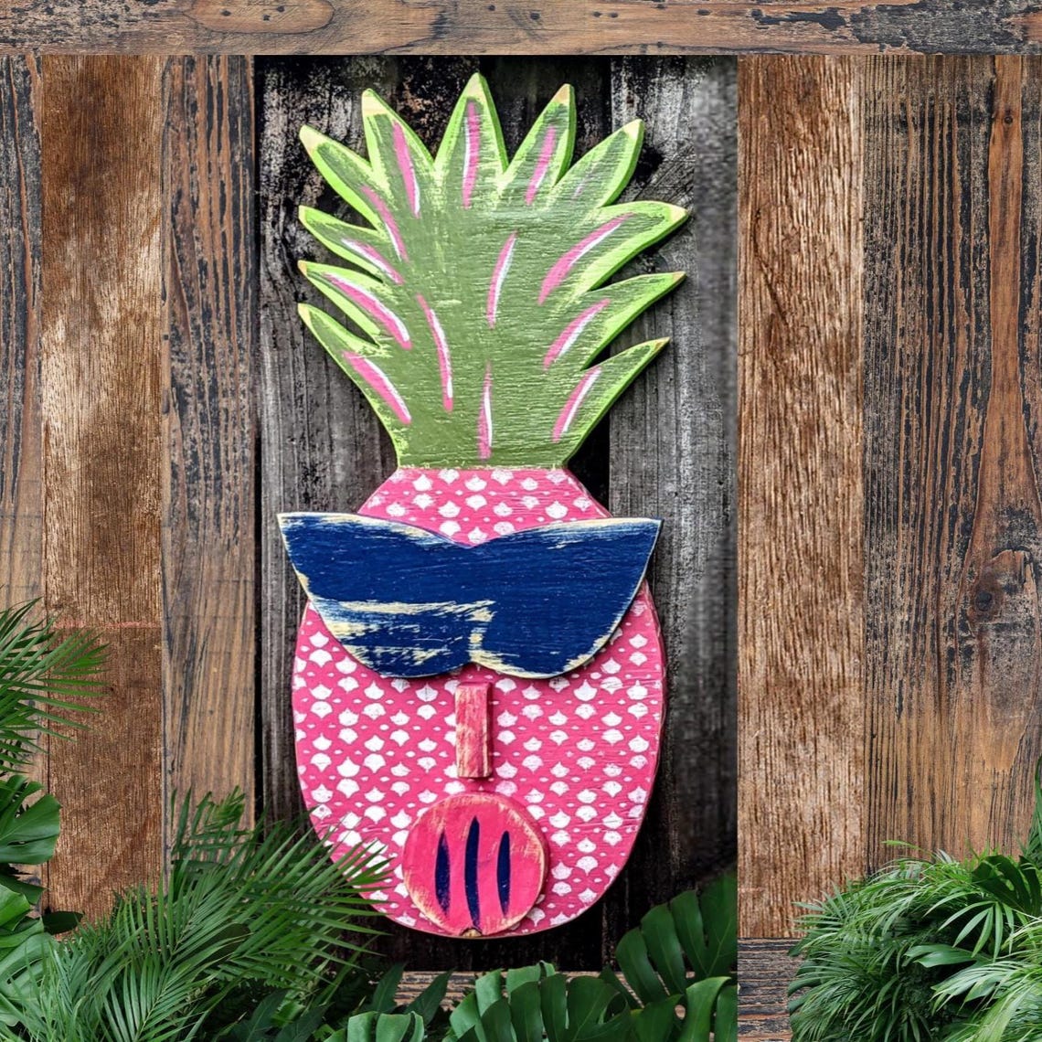 Colorful Pineapple Bar Sign Coastal Living Gift Idea Whimsical Island ...