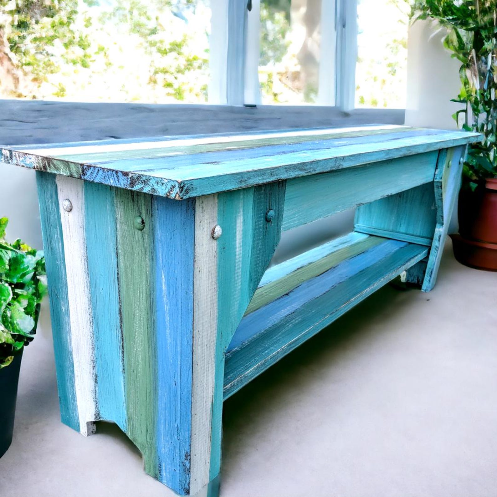 Coastal Farmhouse Furniture, Rustic Entryway Seating, Beach House Style ...