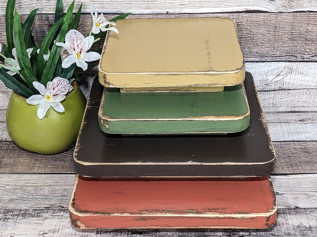 Medium & Large Rustic Display Risers in Earth Tones, Wooden Platform ...