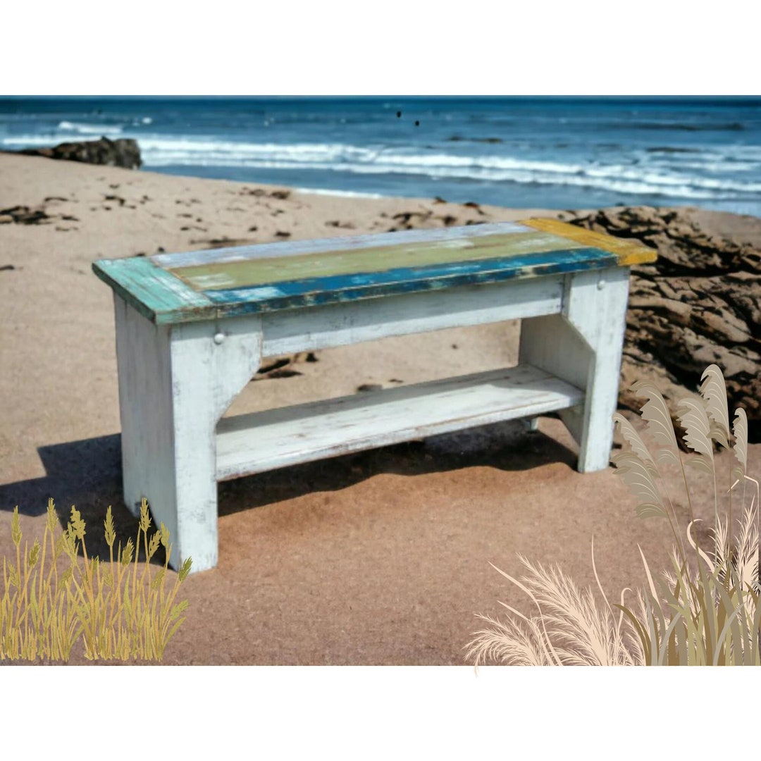 Coastal Farmhouse Furniture, Rustic Entryway Seating, Beach House Style ...