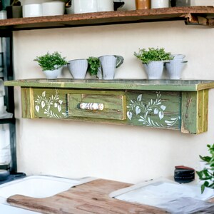 Vintage Inspired Handcrafted Wooden Shelf With Stenciled Rustic Country ...