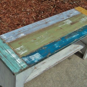 Beach House Style Indoor Coastal Bench Farmhouse Kitchen Seating ...