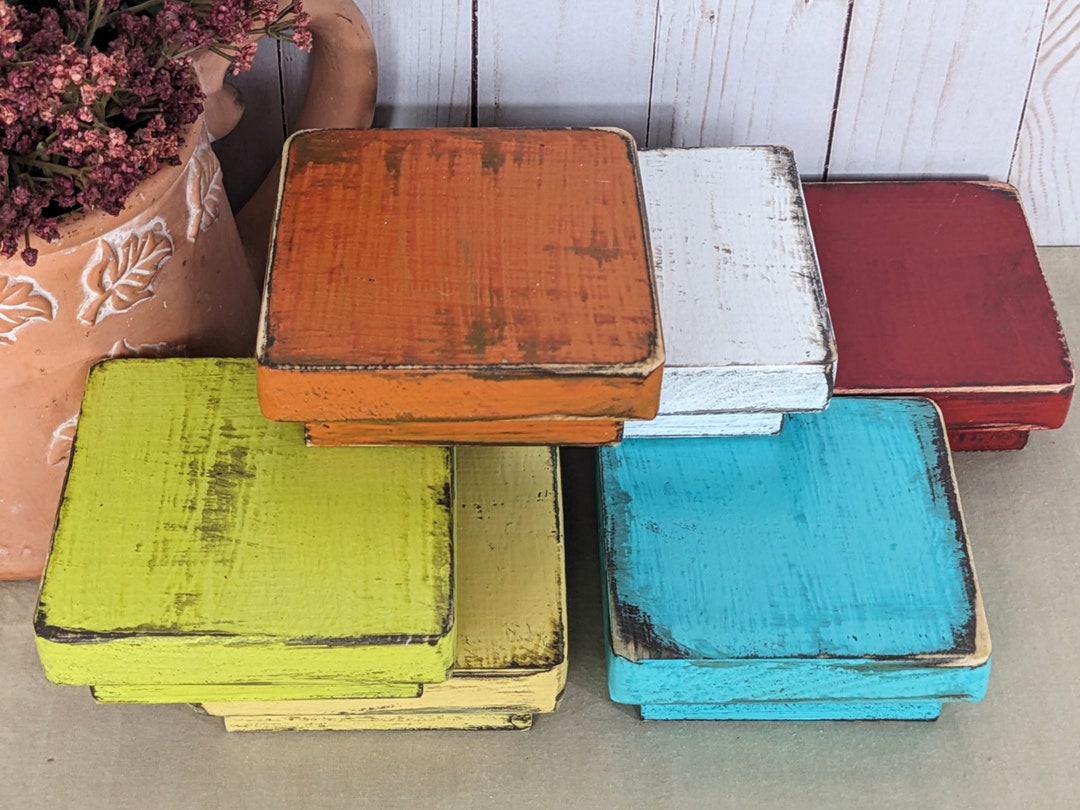 Mini Wood Riser, Tiered Tray Platform, Rustic Wood Coaster, Candle ...