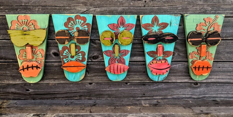 DAISY Floral Tiki Mask Retro Aloha Tiki Tribal Wall Décor - Etsy