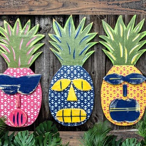 Bright Bold Pineapple Tiki Wall Decor Colorful Tiki Bar Signs Beach ...