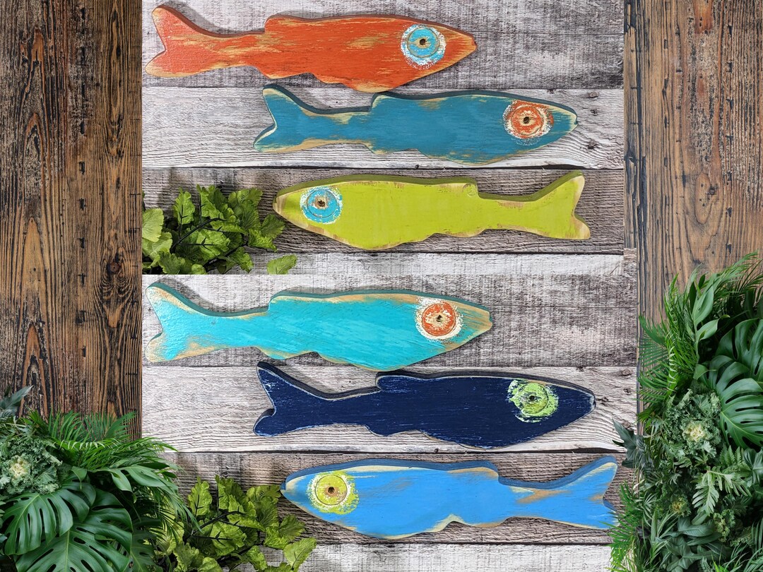 Tropical Fish Themed Whimsical Nursery Wall Decor School of Minnow Fish ...