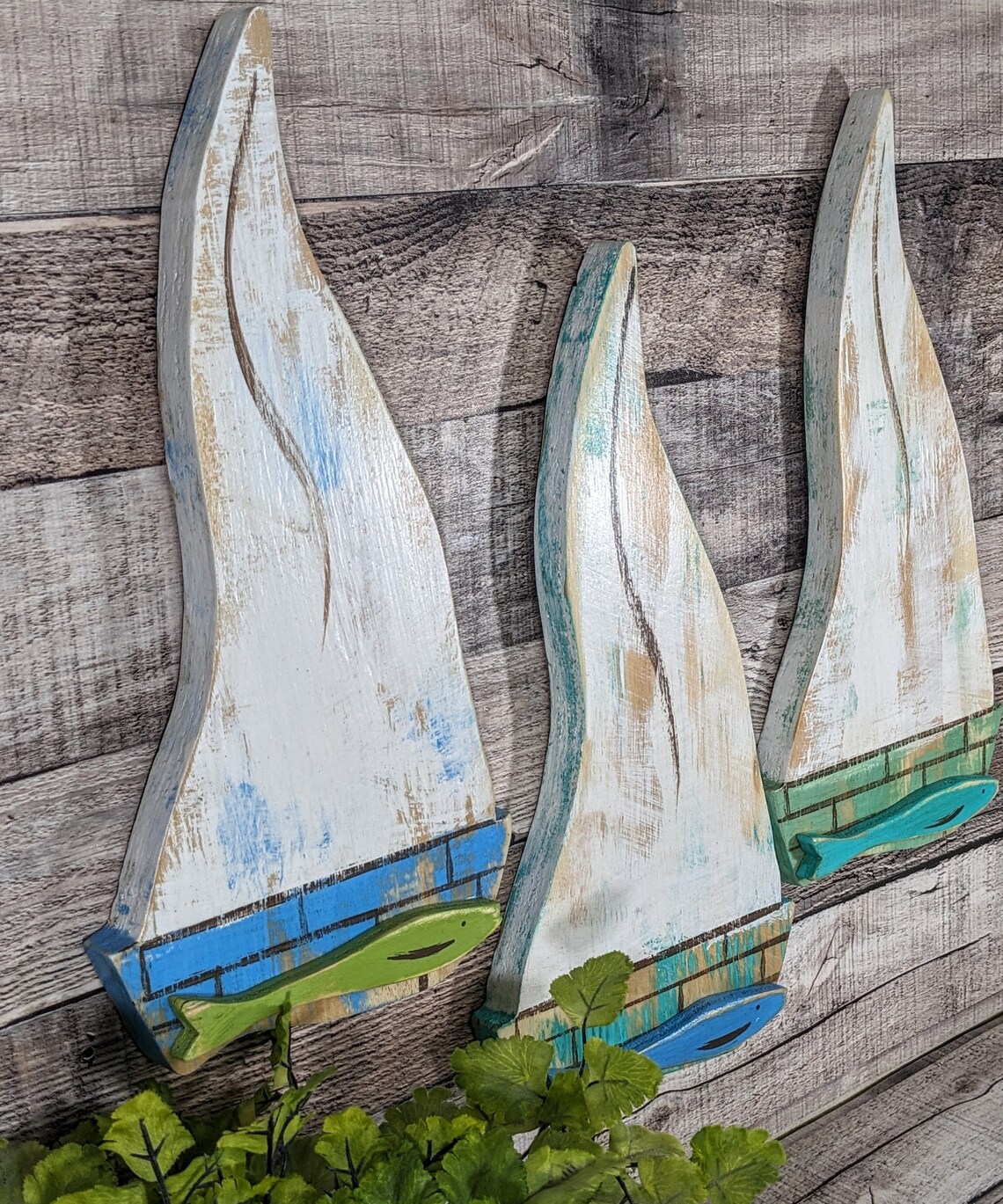 Nautical Nursery Sailboat Ocean Themed Whimsical Swimming Fish Decor ...