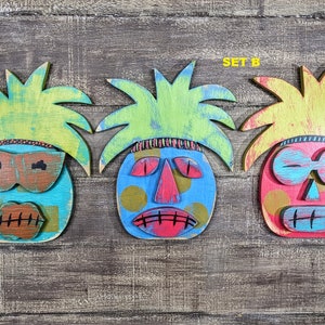 Sun Worshipper Pineapple Tiki Mask Whimsical Game Room Bar Sign ...