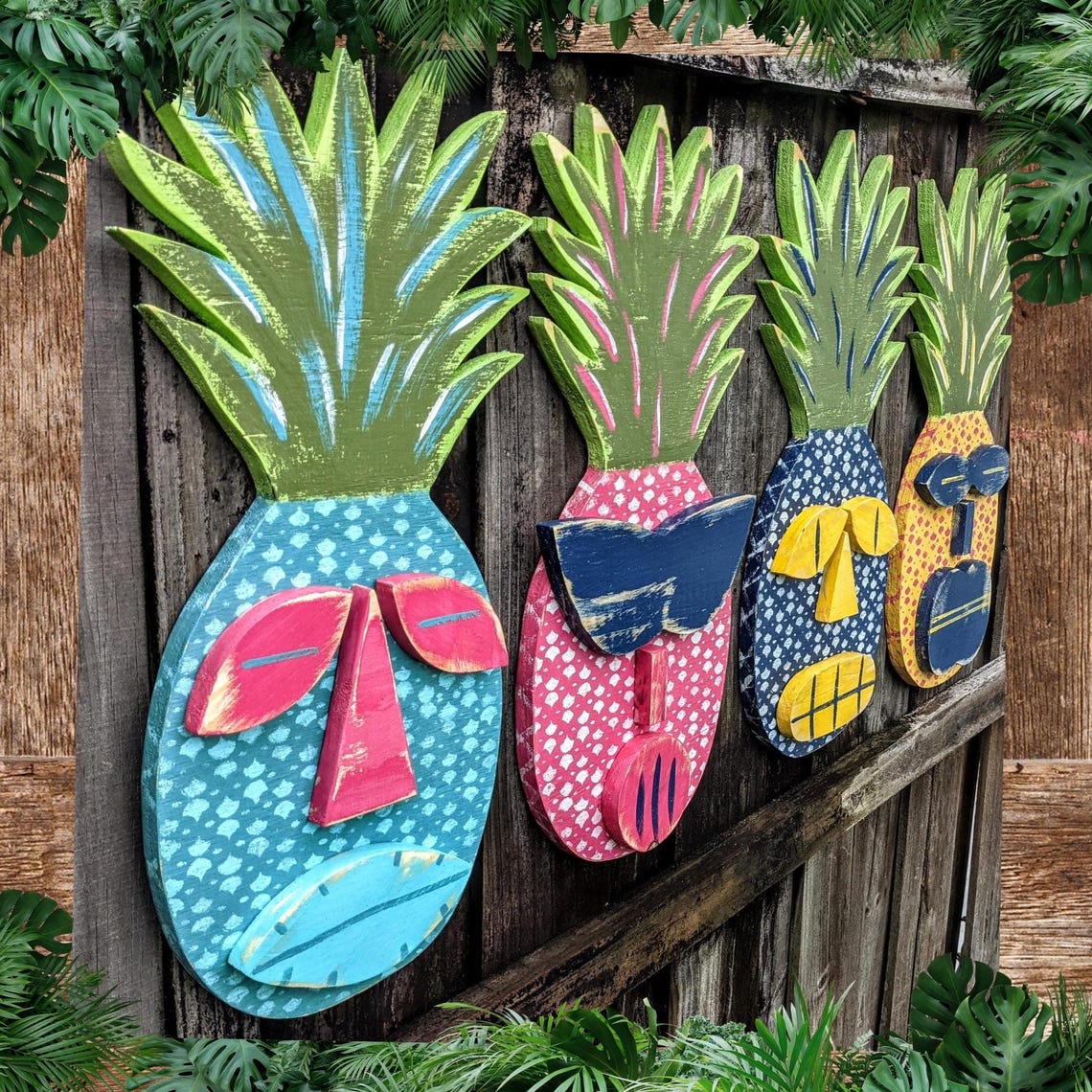 Colorful Pineapple Bar Sign Coastal Living Gift Idea Whimsical Island ...