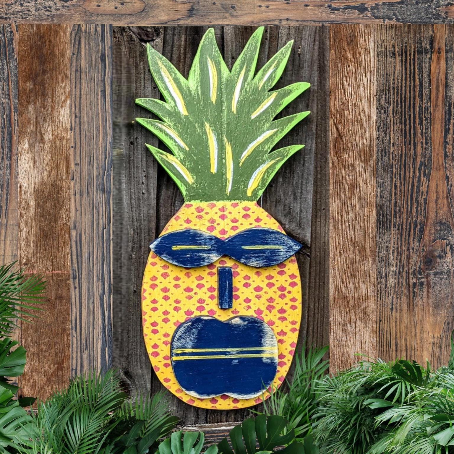 Colorful Pineapple Bar Sign Coastal Living Gift Idea Whimsical Island ...