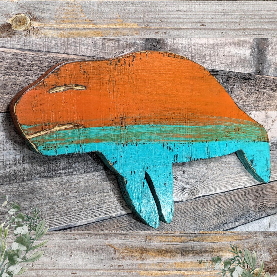 Florida Manatee Tropical Themed Home Accent Wooden Sea Cow Wall Decor ...