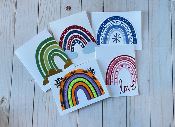 Rainbow Holiday Cards Heart day cards/ st. patrick's day july 4th ...
