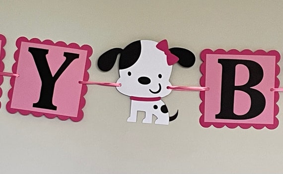 Pink Puppy Happy Birthday Banners Puppy Dog by Scraptags | Catch My Party