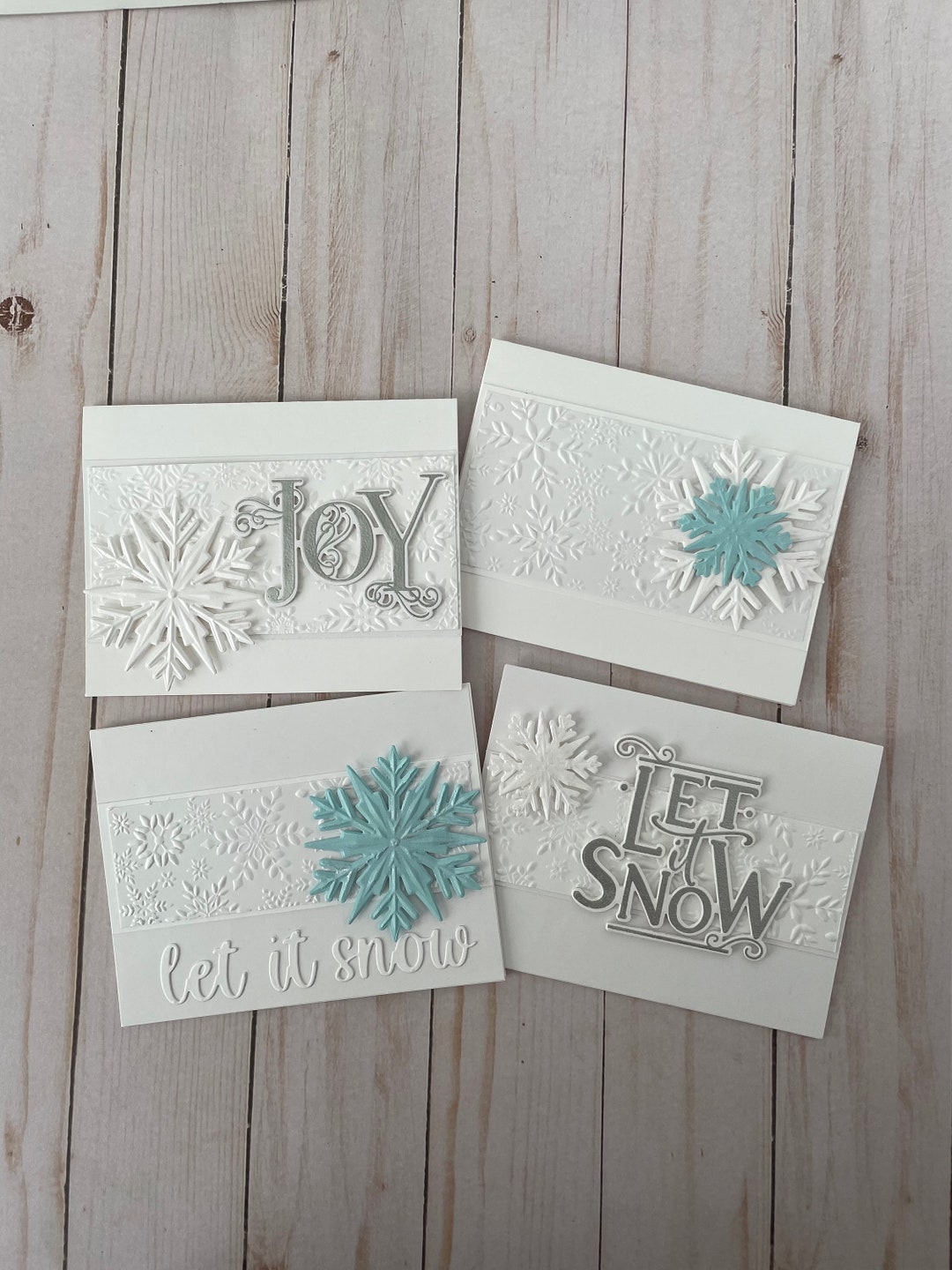 Snowflakes Christmas Cards, Greeting Cards, Winter Cards Set, Embossed ...
